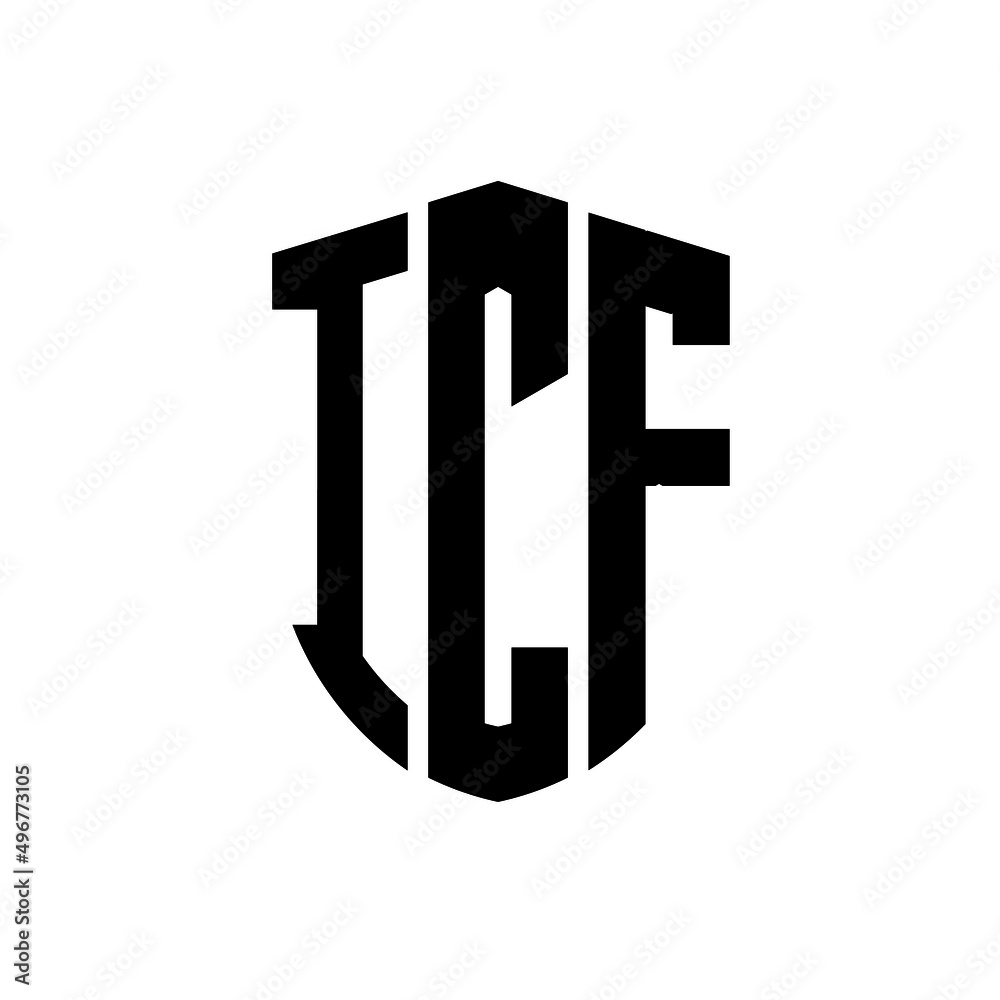 ICF letter logo design. ICF modern letter logo with black background. ICF creative letter logo ...