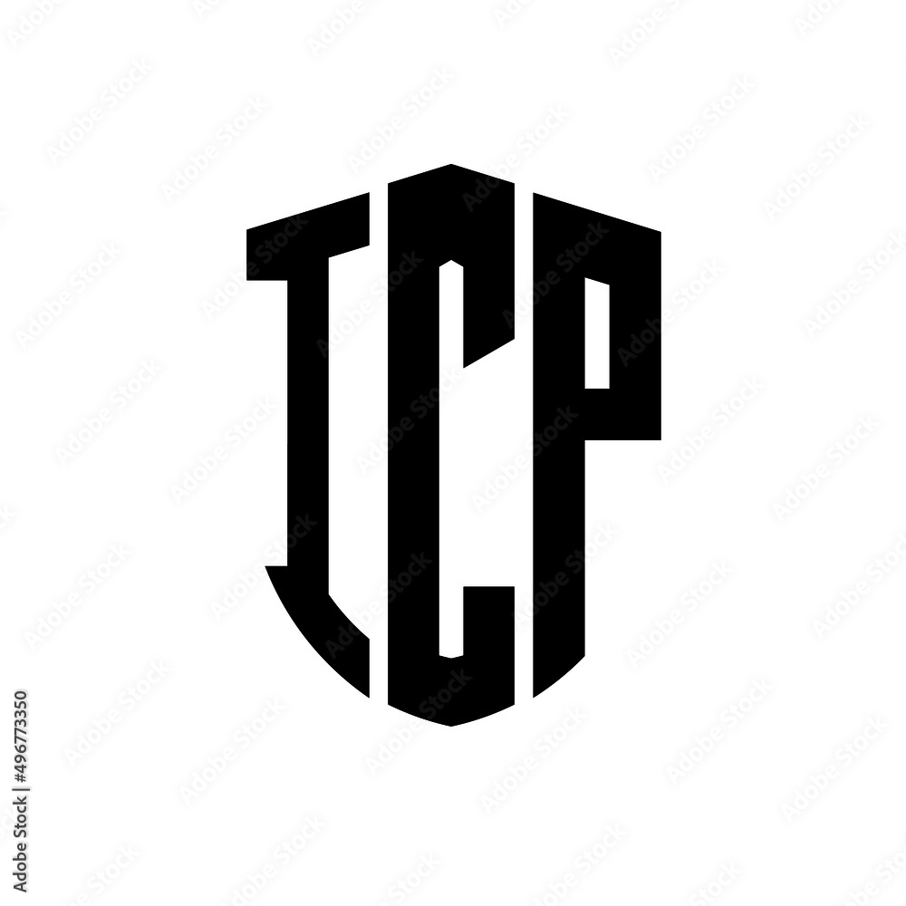 ICP letter logo design. ICP modern letter logo with black background ...