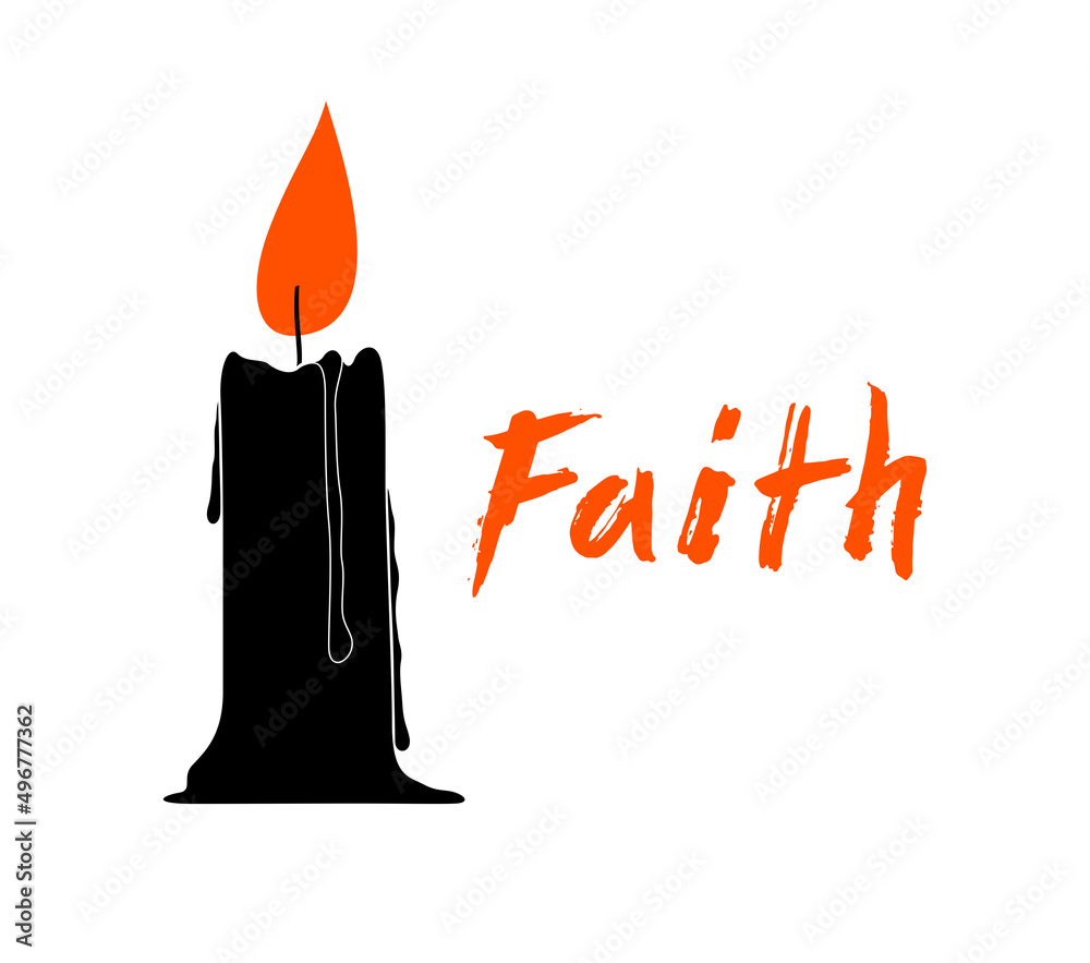 Faith symbolized by a candle vector illustration, hope and belief ...