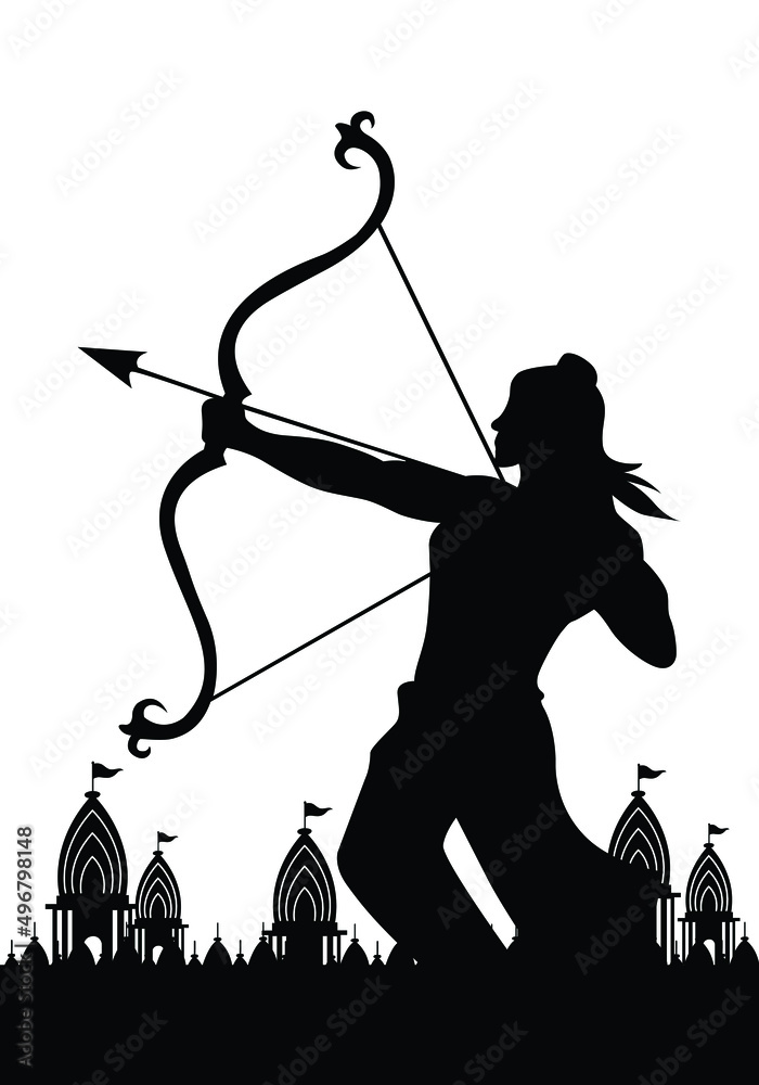 Lord Rama with his bow and arrow. Hindu god, Rama icon. Happy ram ...