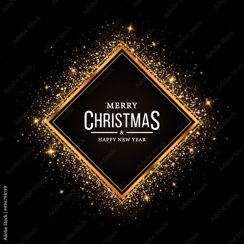 Gold shiny glowing frame with shadows isolated on black transparent ...