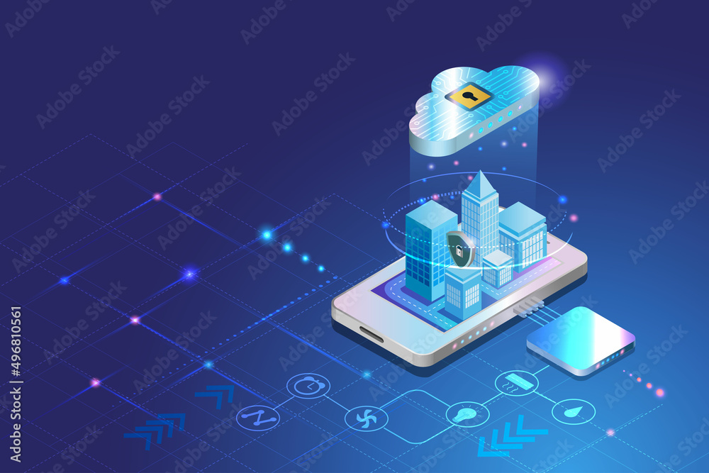 Smart city buildings with digital wireless cloud computing technology ...