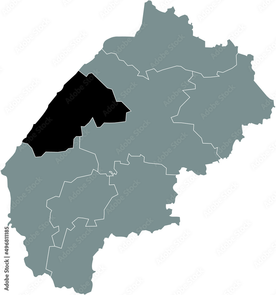 Black flat blank highlighted location map of the YAVORIV RAION inside ...