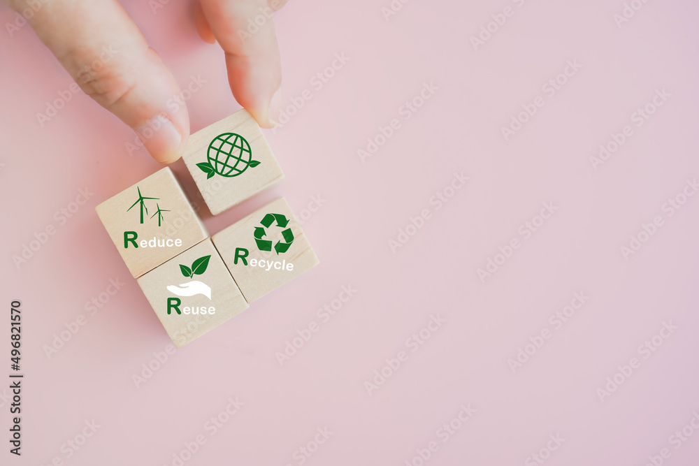 hand hold wooden cube blocks screen earth symbol with reduce, reuse and ... hand hold wooden cube blocks screen earth symbol with reduce, reuse and ...