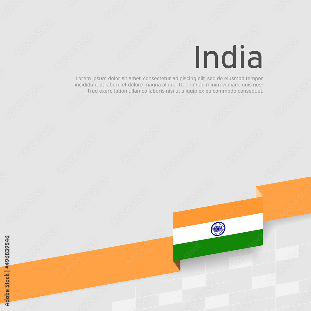 India flag background. Rribbon colors flag of india on white background ...