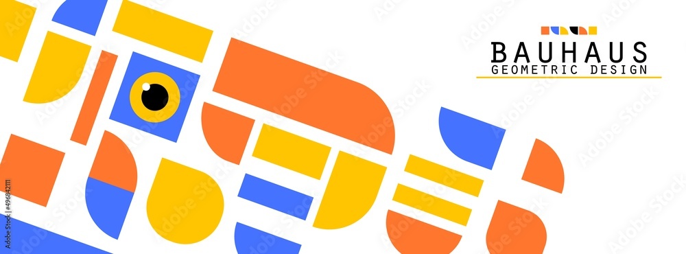 Bauhaus style flyer. Abstract geometric 2d elements with modern eye ...