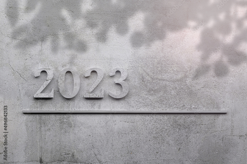 Year 2023 greeting card with concrete year 2023 numbers Stock ...