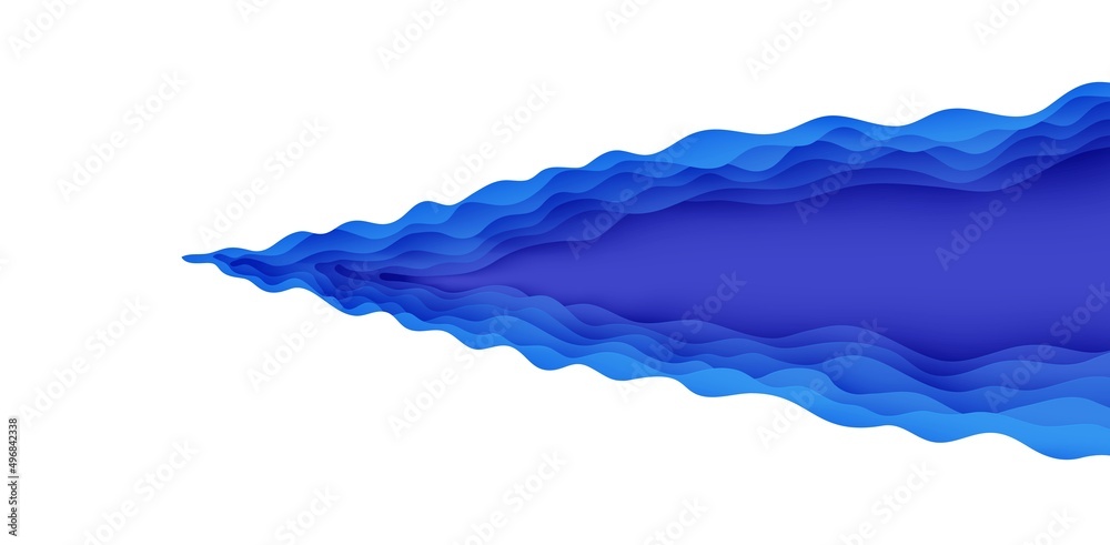 Wavy border in paper cut style. 3d abstract background with cut out ...