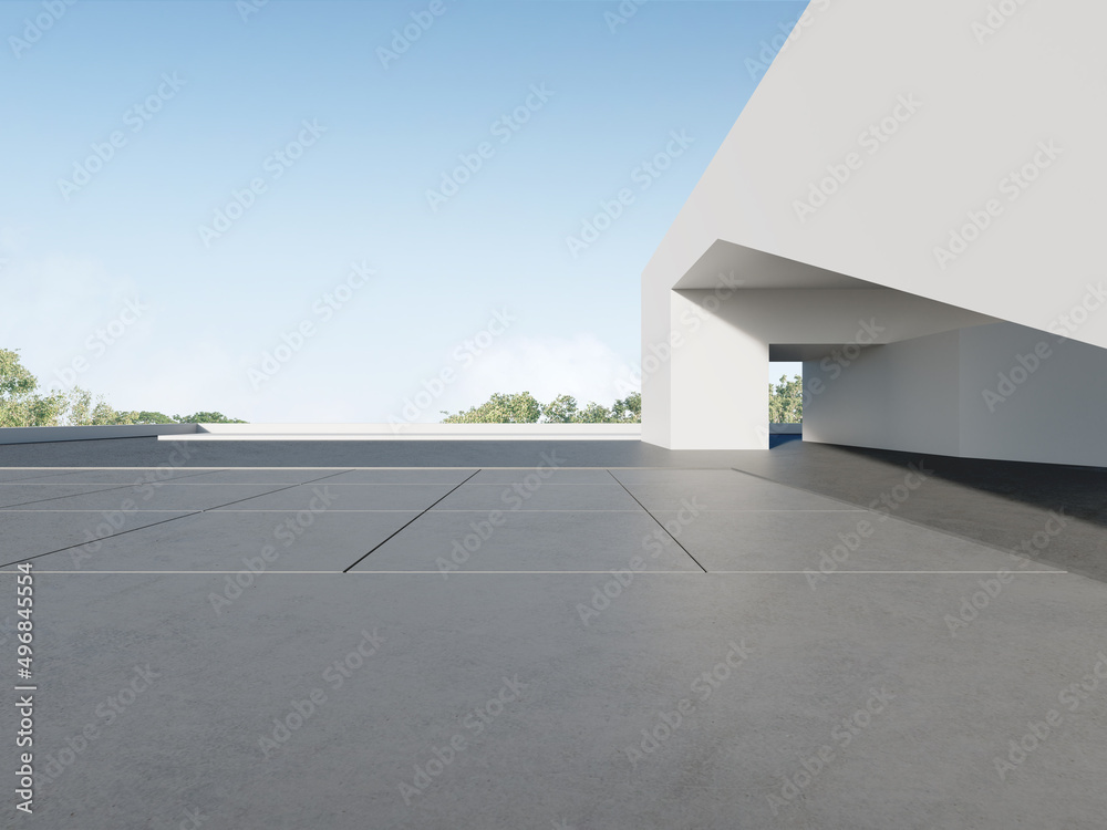 3d render of abstract architecture background with empty concrete floor ...