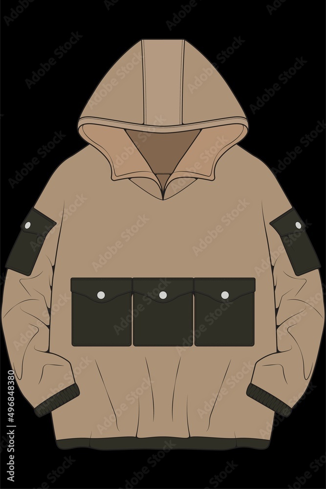 hoodie oversized jacket coloring drawing vector, hoodie jacket ...