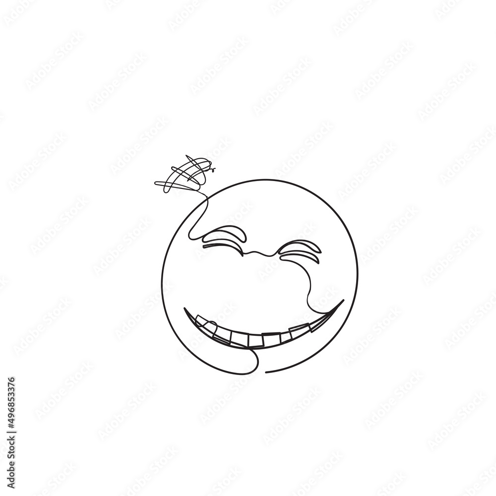 continuous line drawing smile emoticon face illustration vector Stock ...