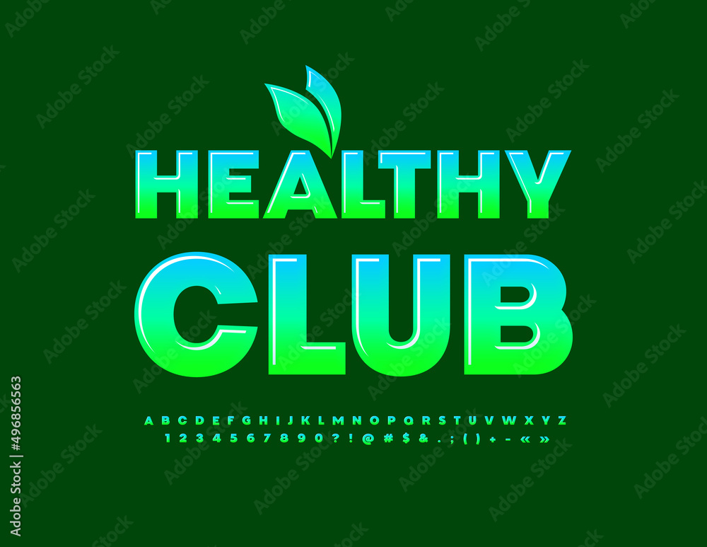 Vector concept template Healthy Club with decorative Leaves. Gradient ...