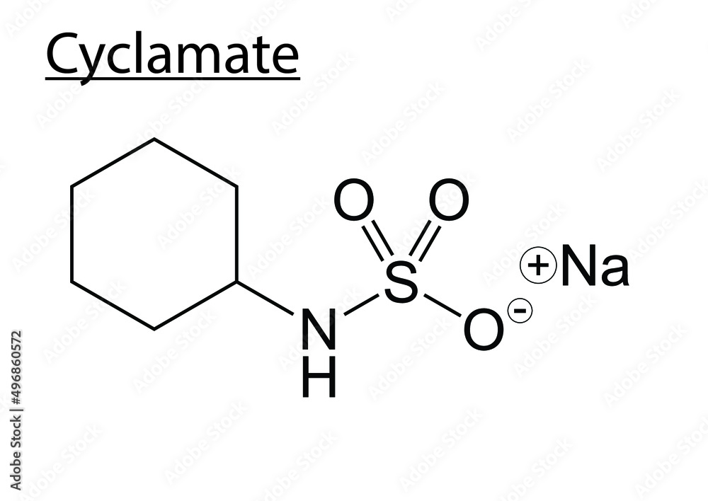 Vecteur Stock Vector of the chemical molecule structure of Cyclamate (Sweetener) on a white ...