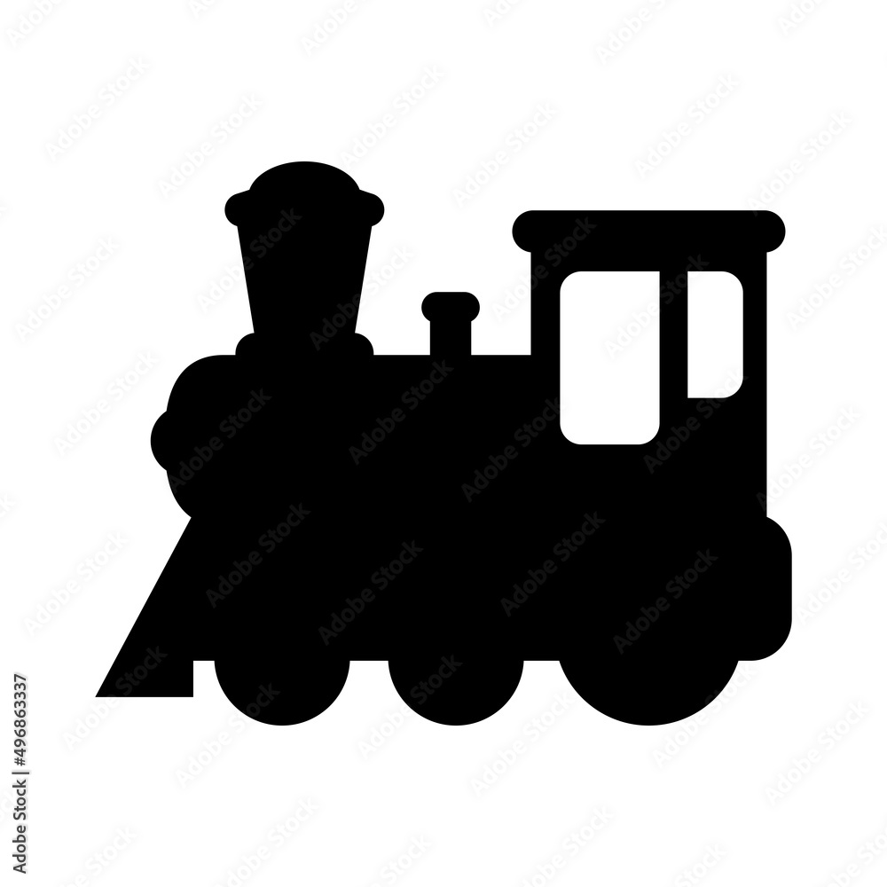 Train icon, old locomotive silhouette, symbol sign vector illustration ...