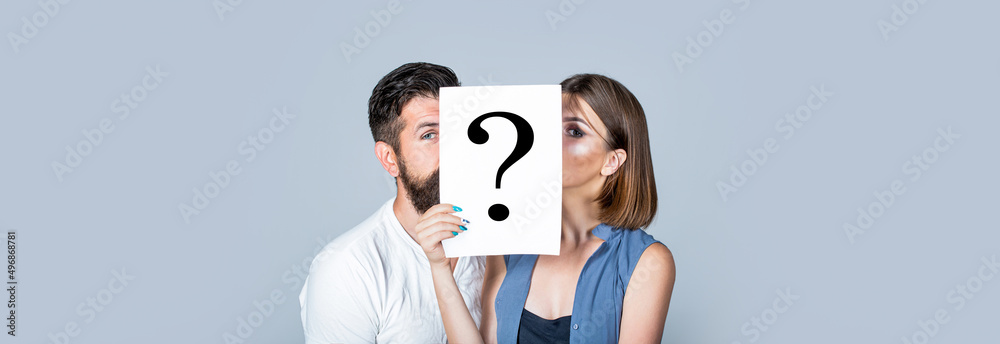 Quarrel between people. Problem in couple, question mark. Couple ...