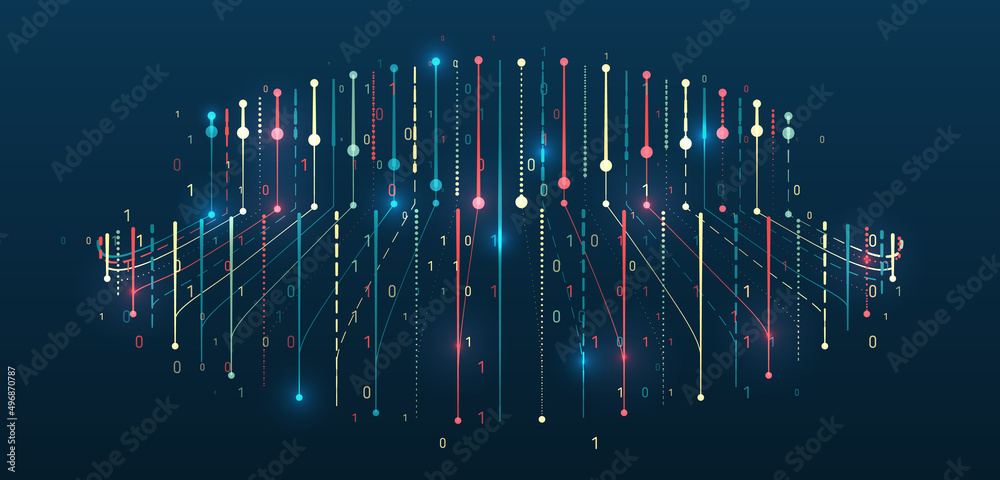 An Array Of Multi Colored Lines Hi Tech Concept Of Data Structuring