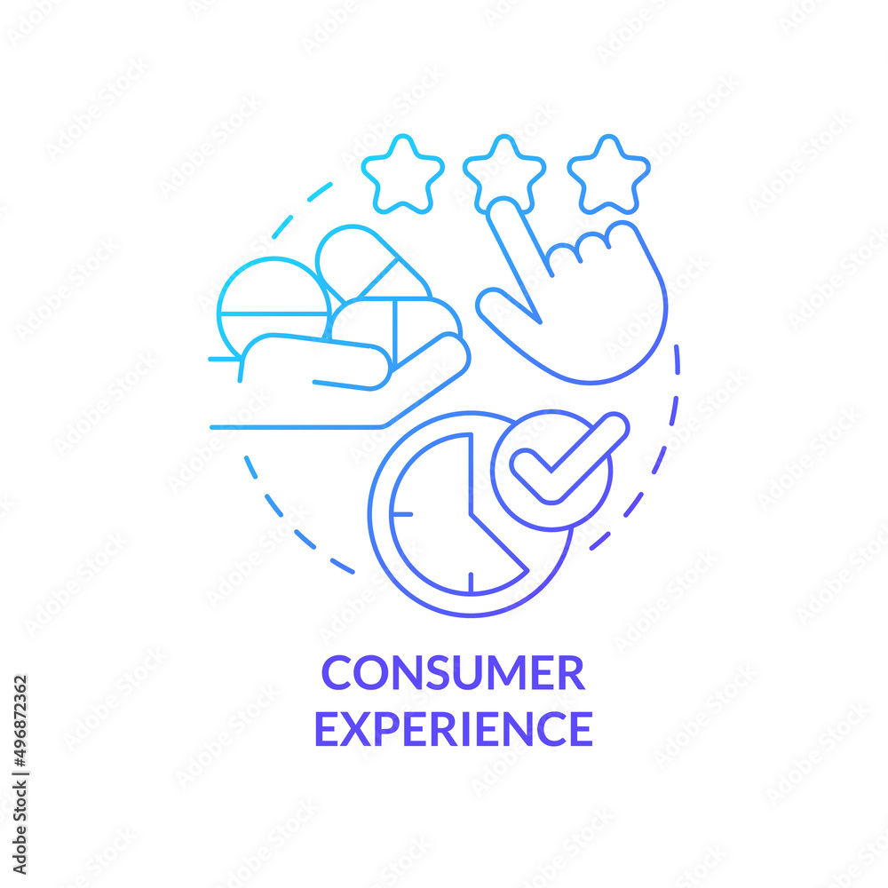 Consumer experience blue gradient concept icon. Healthcare system issue ...