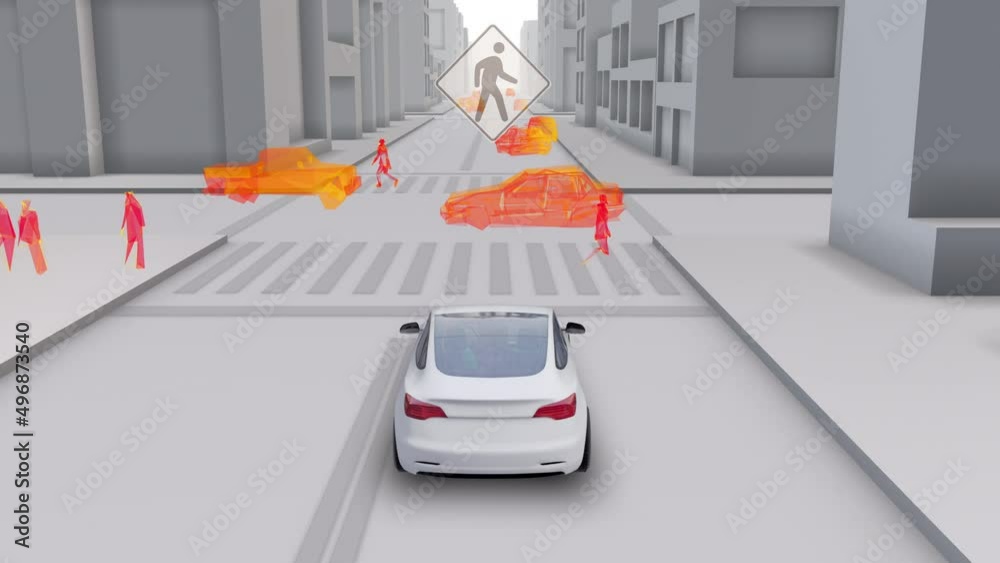 Stockvideo Futuristic View of City Streets with Pedestrians and ...