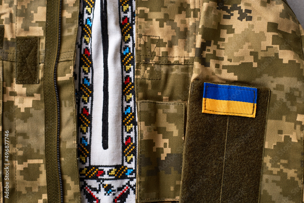 Ukraine traditional clothes and military uniform of ukrainian soldier ...