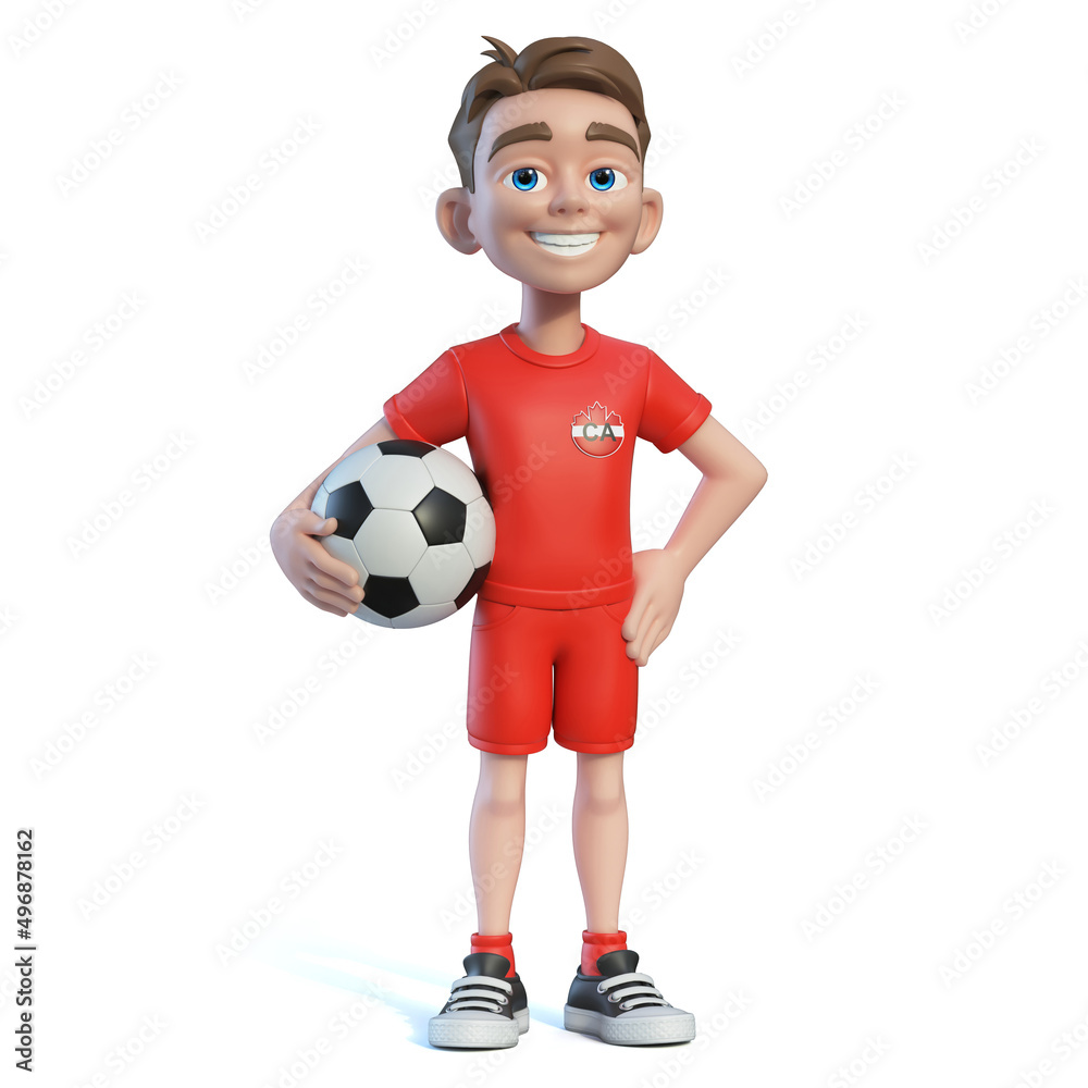 Little boy football player wearing a Canada national team kit, shirt ...