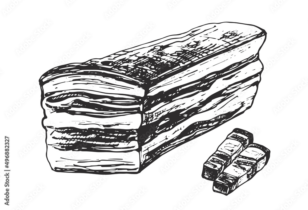 graphic in black liner on a white background, vector isolated hand ...