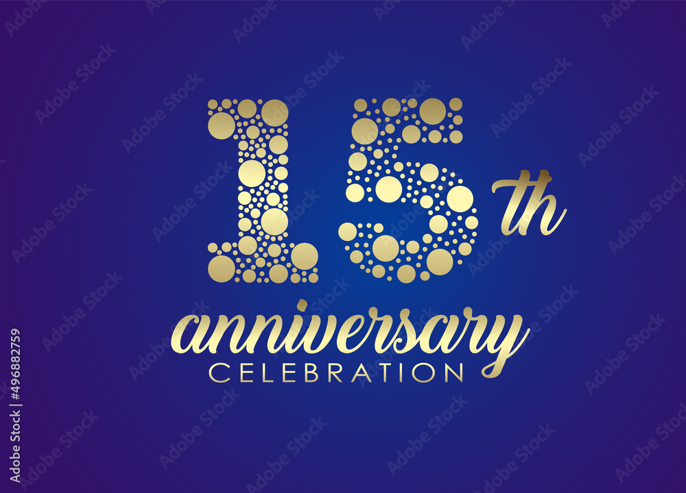 15 years anniversary celebration logo design with golden dots for ...