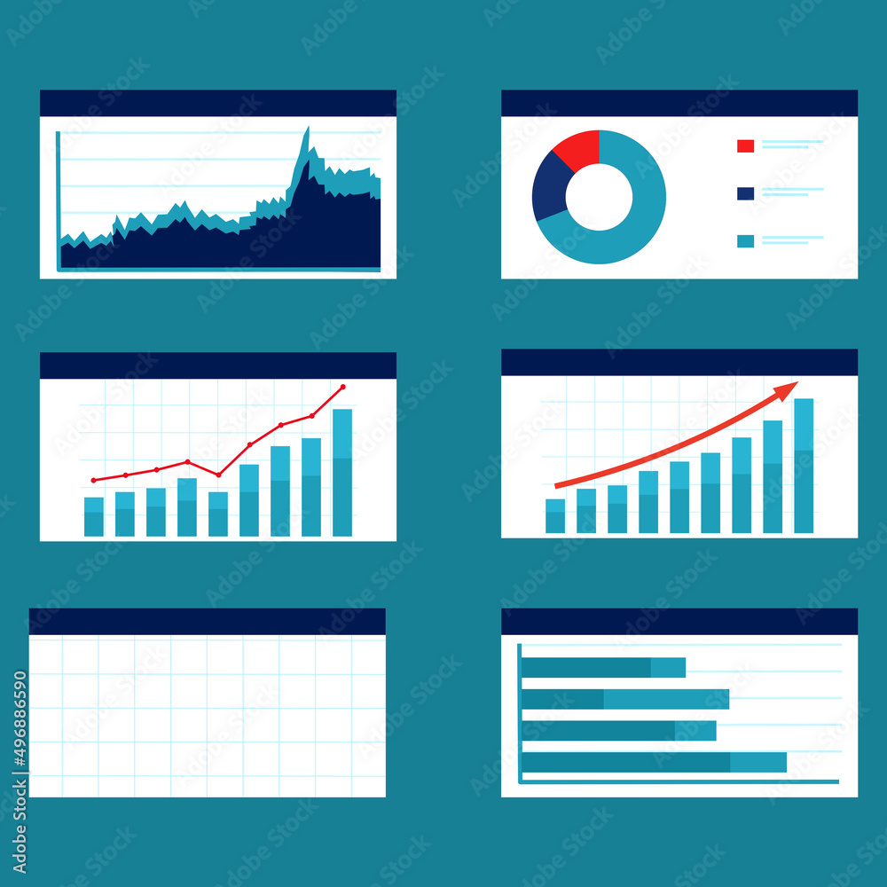 Set of business charts and diagrams. schematic graph template. Bar ...