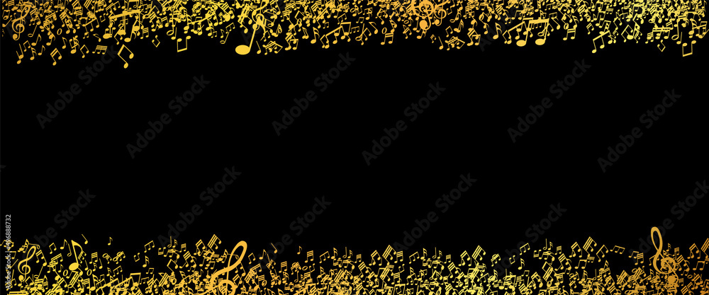 gold colored vector sheet music - musical notes frame on transparent ...