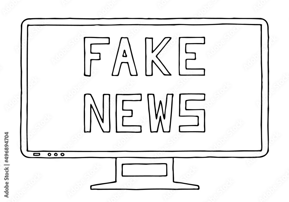 "Fake news" on the TV screen. Doodle. Freehand drawing. Hand Drawing ...