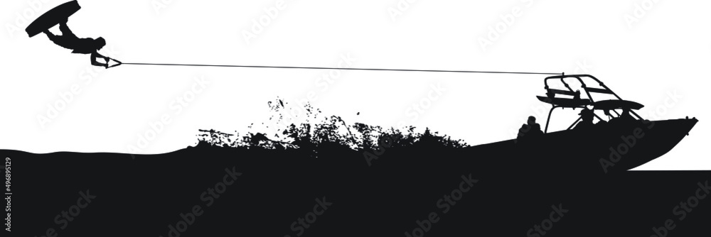 Wakeboard Boat Silhouette