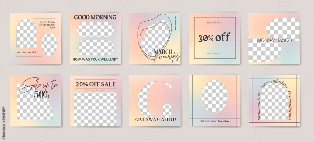 Design backgrounds for social media banner. Set of instagram post frame ...