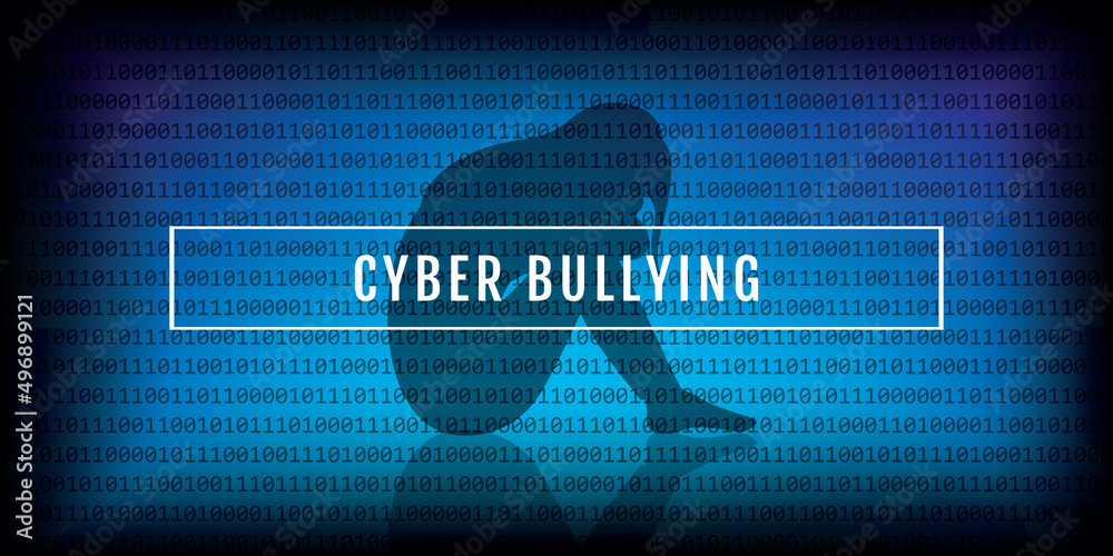 cyber bullying sad girl silhouette on blue background Stock-Vektorgrafik | Adobe Stock