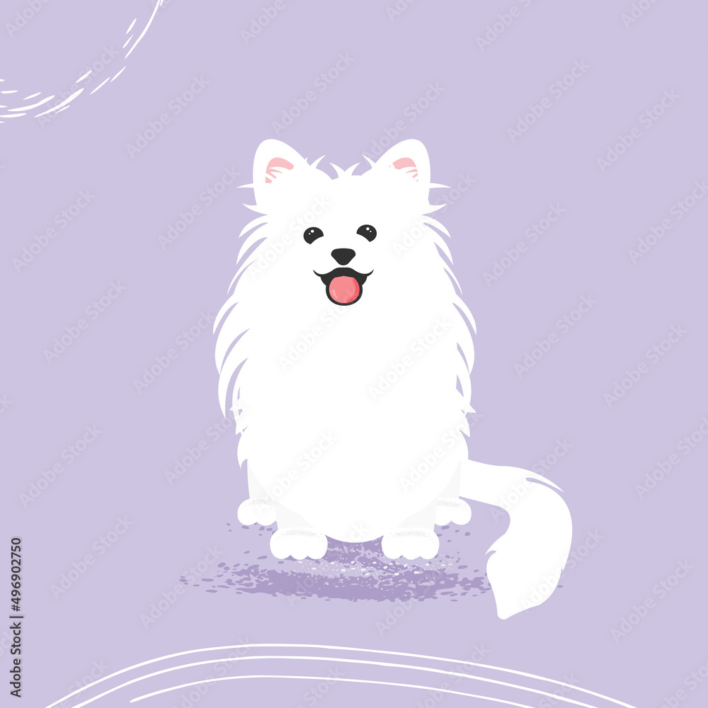 Samoyed dog face portrait cartoon illustration. Cute friendly blue ...
