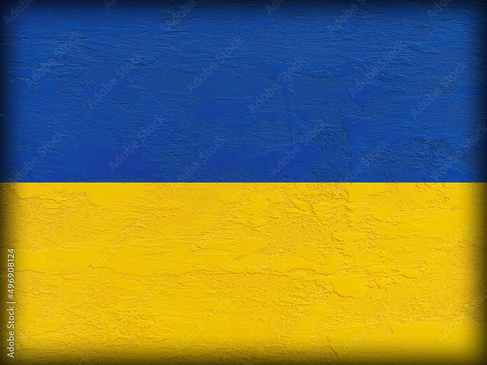 Ukrainian flag painted on stonewall Stock Photo | Adobe Stock
