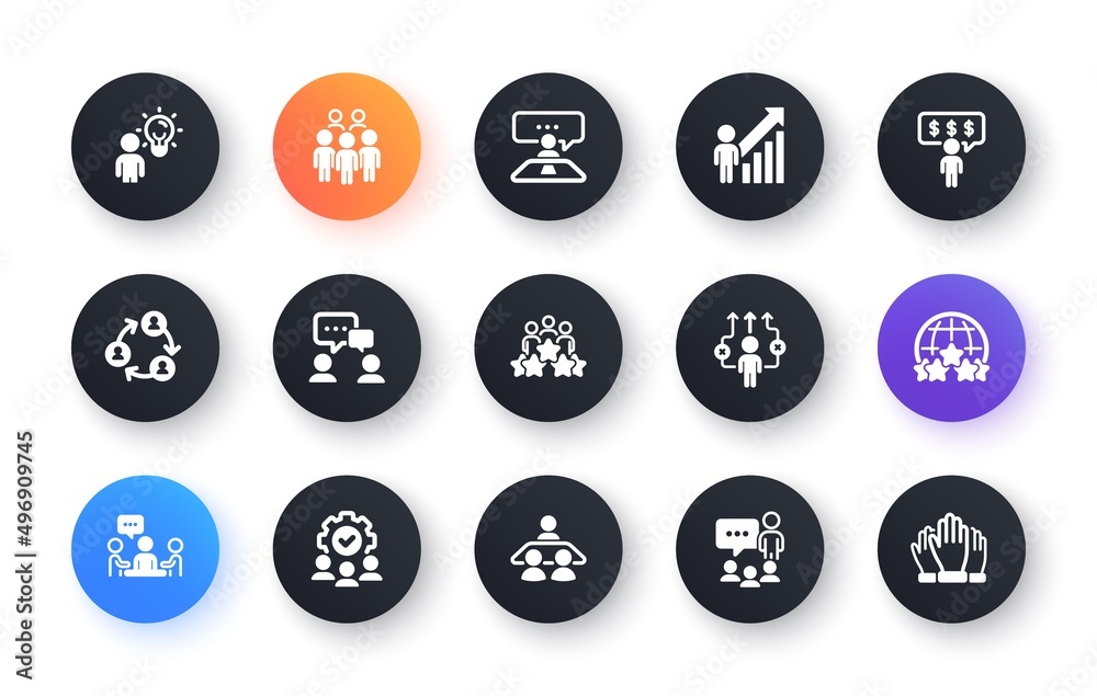 Business people icons set. Person, team meeting, job structure. Group ...