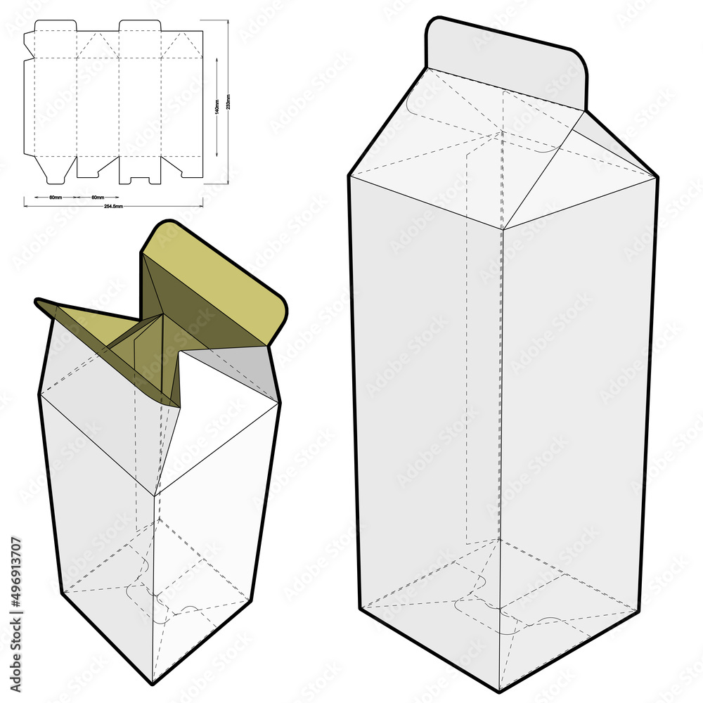 Simple Packaging Box (Internal measurement 6x6x14cm) and Die-cut ...