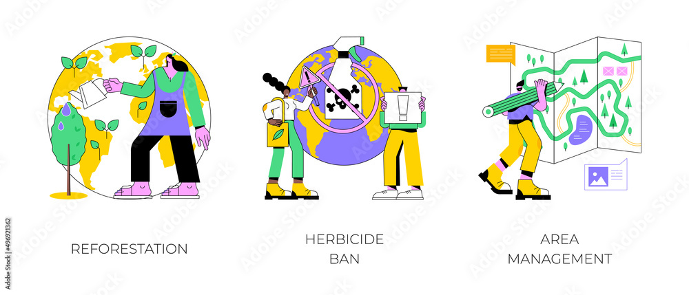 Climate change mitigation abstract concept vector illustration set ...