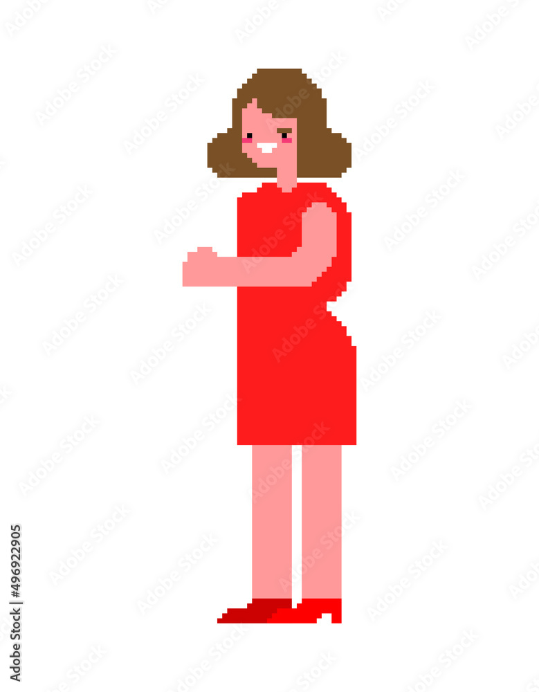 Woman pixel art. 8bit female. pixelated Vector illustration Stock ...