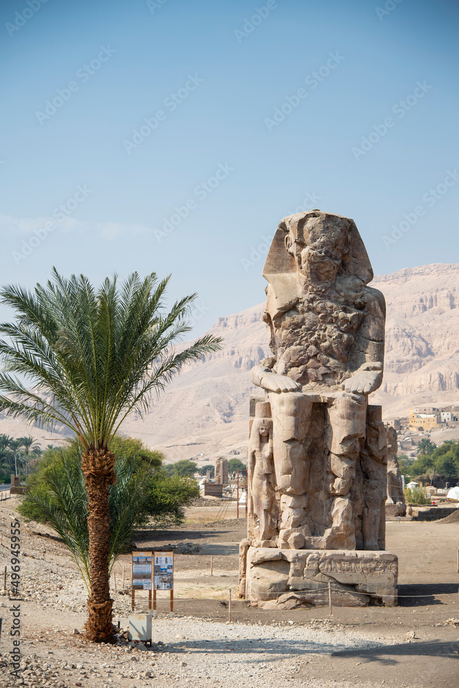 The Colossi of Memnon. Giant stone statues representing Pharaoh ...