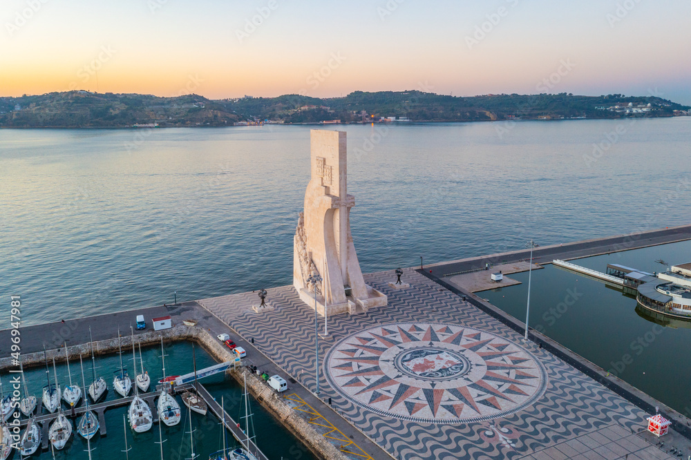 Sunrise view of Padrao dos Descobrimentos - Monument of the Discoveries ...