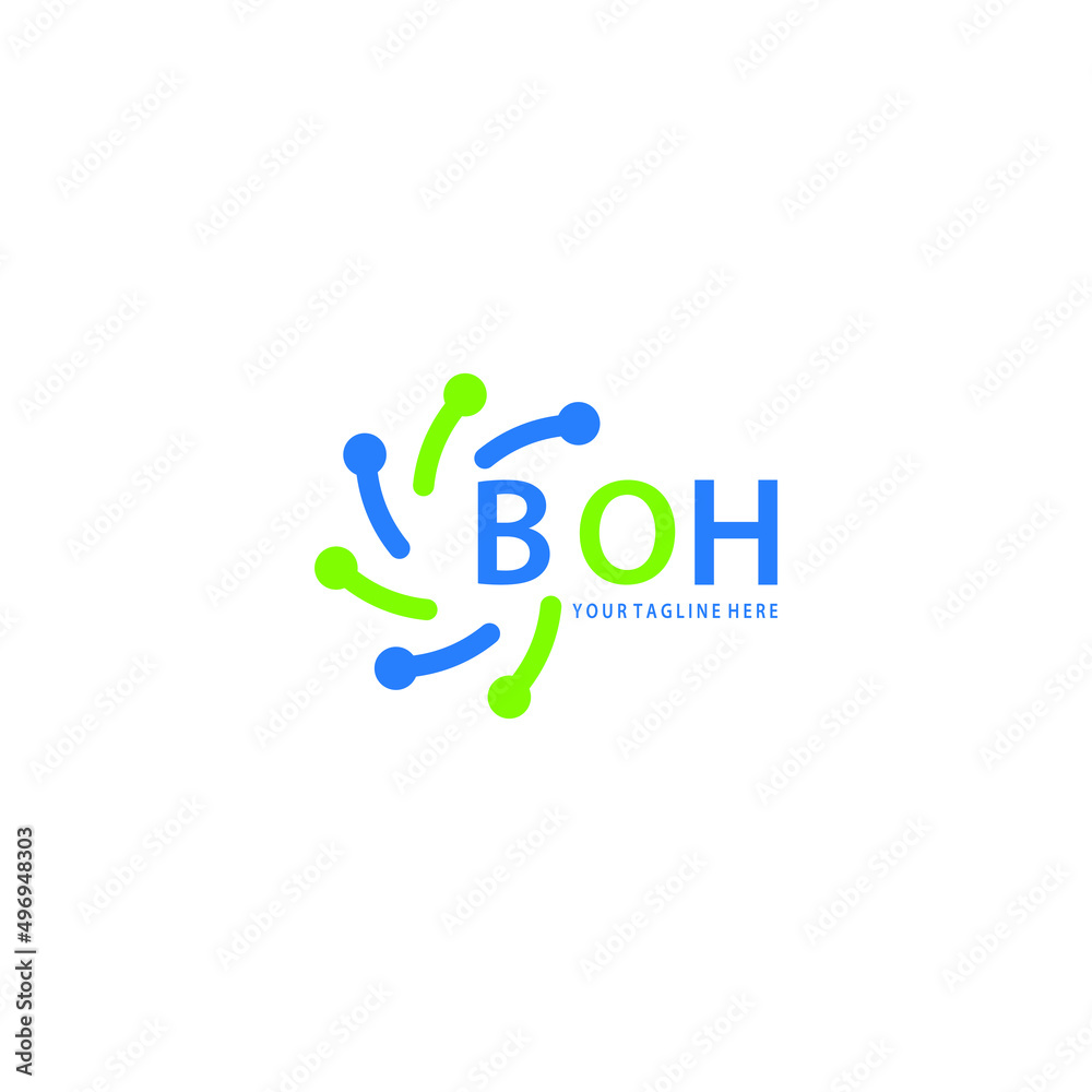 BOH logo design initial creative letter on white background. BOH vector ...
