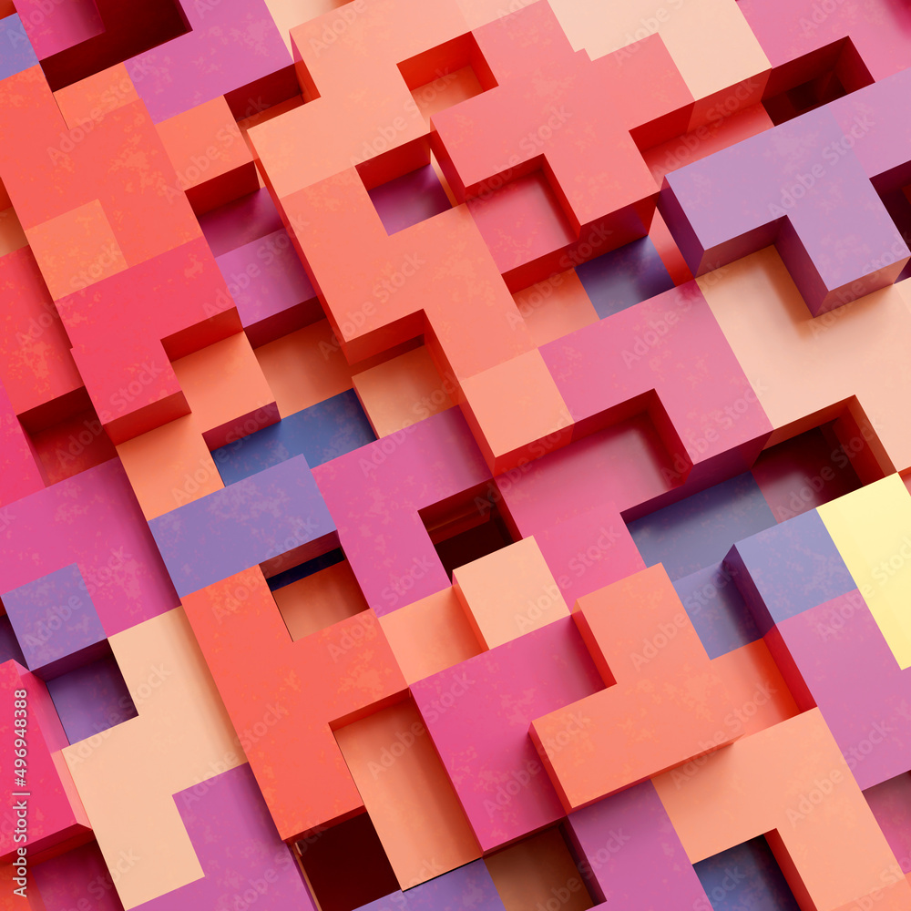 Colorful Abstract Geometric 3d Background With Different Elements And Colors For Your Design