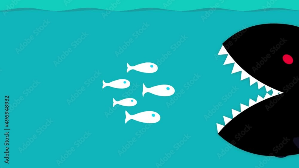 Big fish eating many little fish good and bad character version. School ...