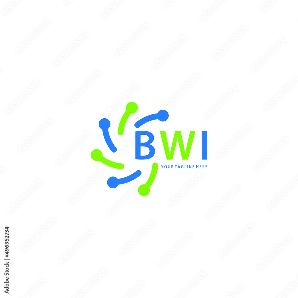 BWI logo design initial creative letter on white background. BWI vector ...