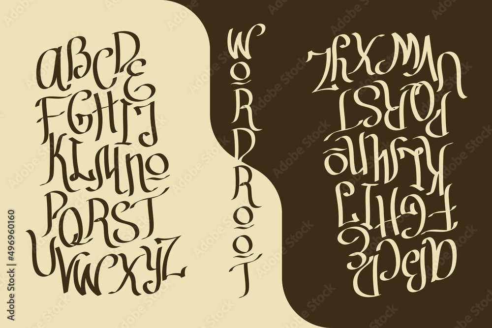 Hand Drawn Calligraphic Brush Style Lettering Named Word Root Font ...