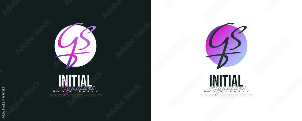 Initial G and S Logo Design in Elegant and Minimalist Handwriting Style ...