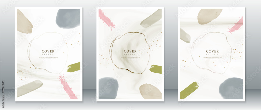 Set of abstract background cover page design with watercolor painting ...