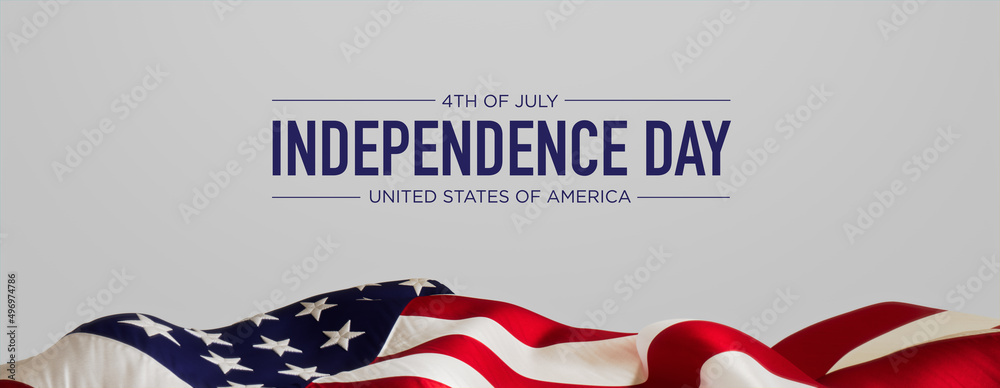 Independence Day Banner with United States Flag and White Background ...