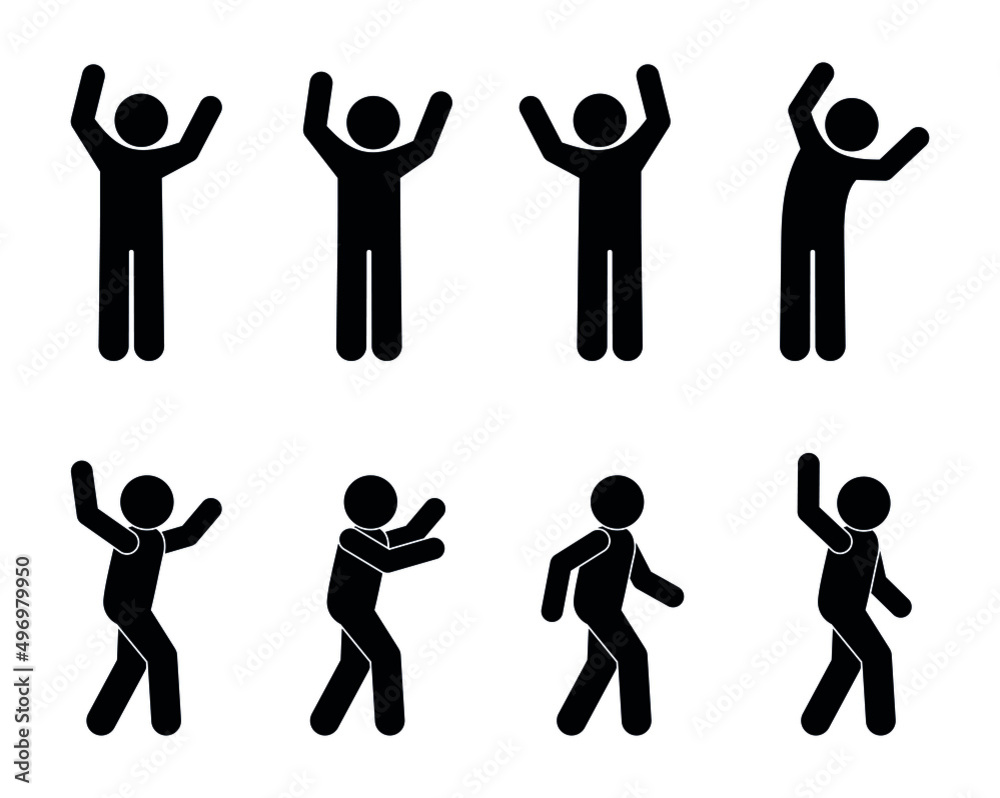man icon, stickman collection, stick figure human silhouette, vector ...