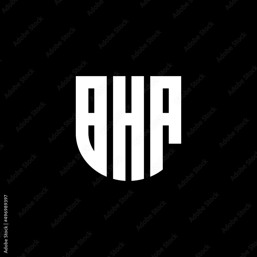 Vecteur Stock BHA letter logo design with black background in ...